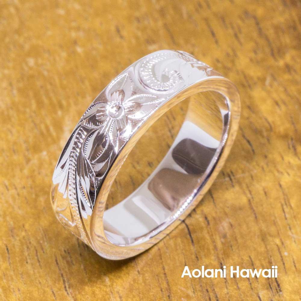 Heavy Hawaiian Jewelry Ring - Hand Engraved Sterling Silver Flat Ring ...