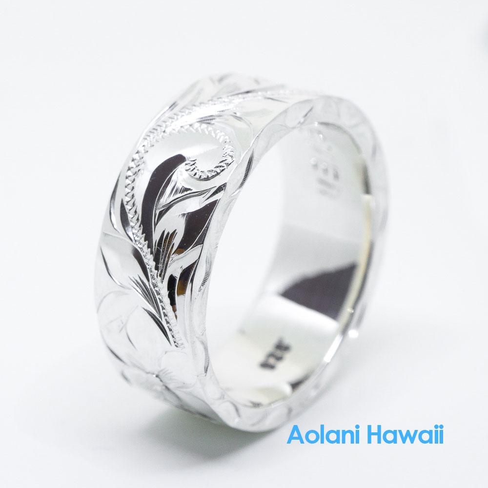Traditional Hawaiian Hand Engraved Sterling Silver Flat Ring (4mm - 12 ...