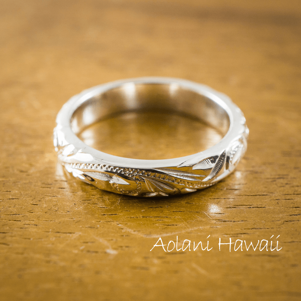 Platinum Hawaiian Ring - Hand Engraved (3mm width, Barrel style ...