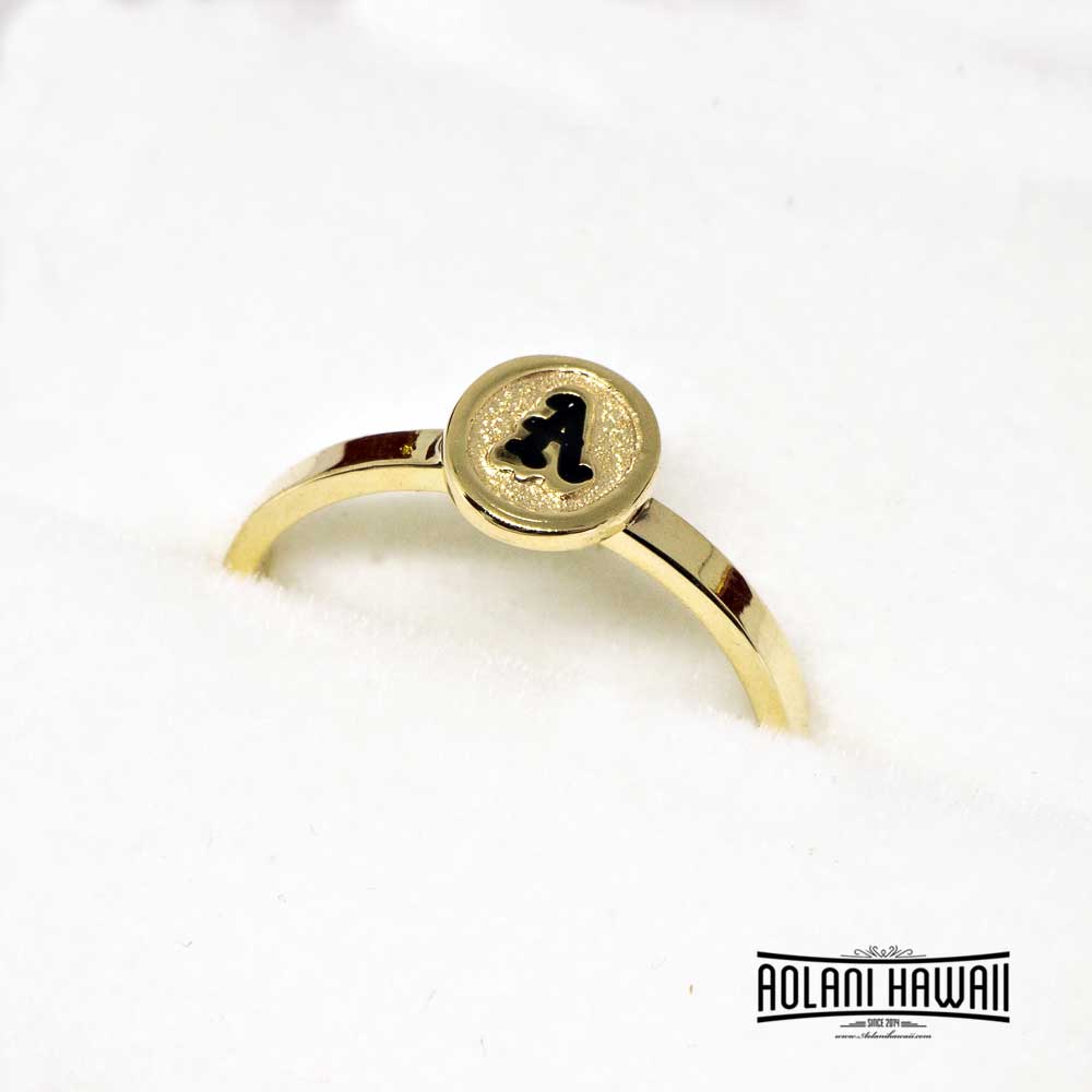 Initial Traditional Hawaiian Hand Engraved 14k Gold Ring (2mm width, F ...