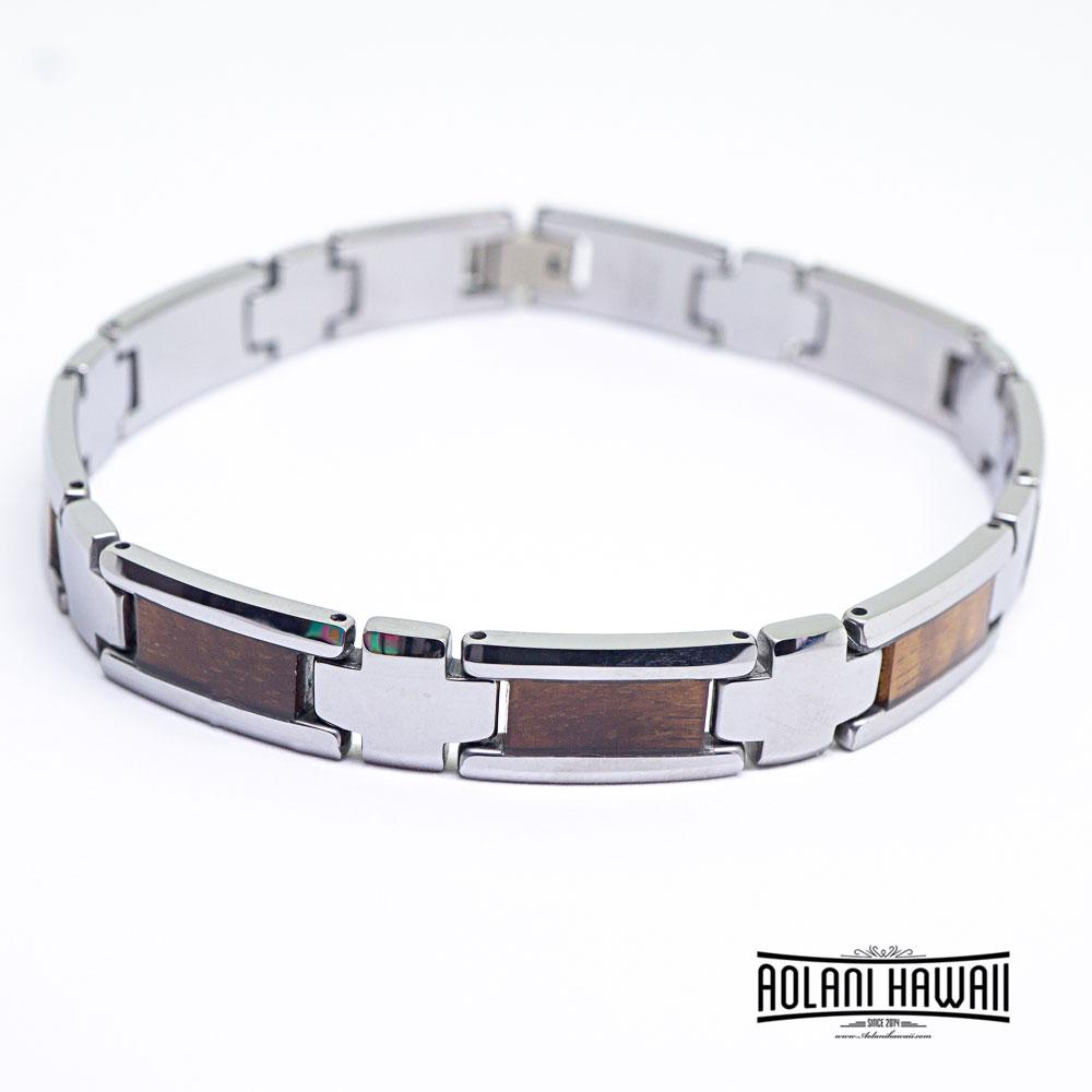 Koa Wood Bracelet handmade with Tungsten Carbide (10mm width, 9" inch ...