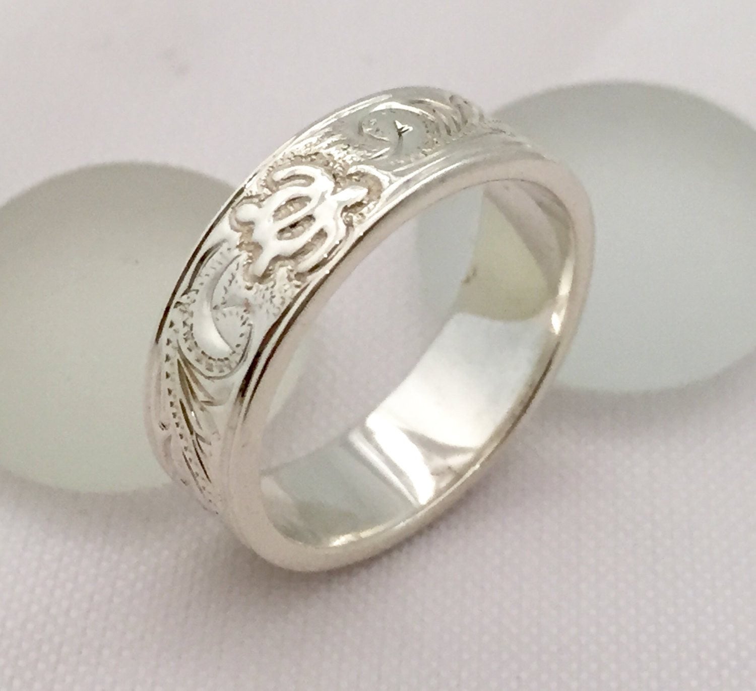 Sterling Silver Traditional Hawaiian Ring With Honu (Flat ) – Aolani Hawaii